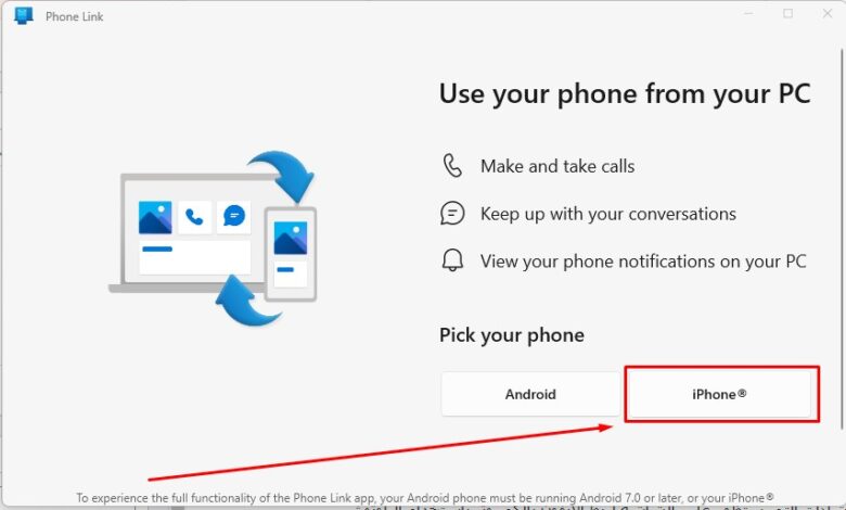 What is the way to use the Phone Link application "Windows 11" with the iPhone? Explanation with ...